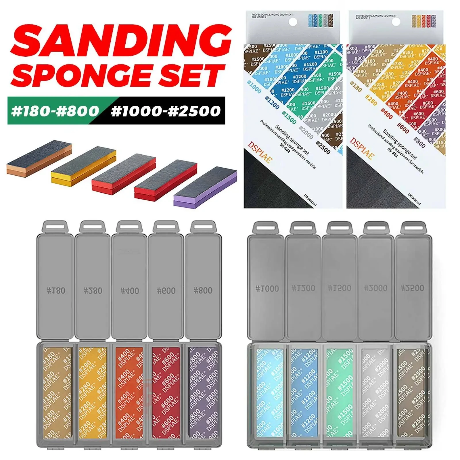 DSPIAE Sanding Sponge Set For GK Military Model Combo Arc Grinding ...