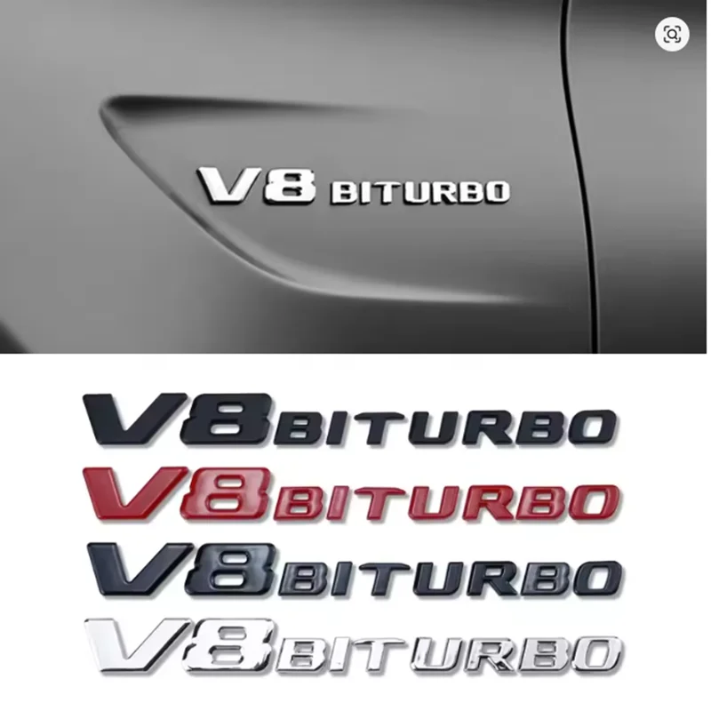 V8 BITURBO Letter Logo Car Sticker for Mercedes Benz Twin Turbo Logo ...