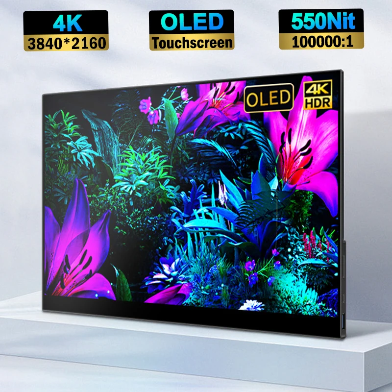 15.6 Inch 4K OLED Touchscreen Portable Monitor 3840*2160 HDR 550Nits ...
