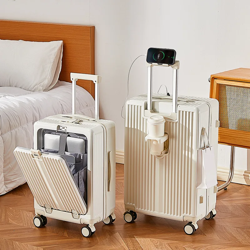 Luggage-Universal-Wheel-Large-Capacity-20-Inch-Front-Open-Cover-Trolley ...