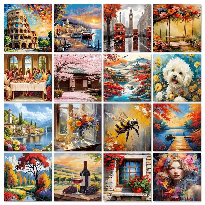 CHENISTORY Painting By Number House Scenery Garden Pictures By Number ...