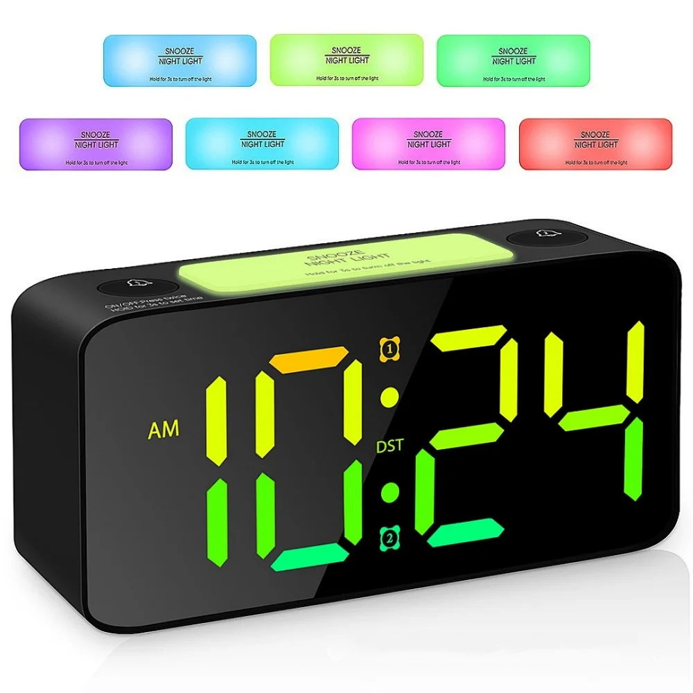 USB-Powered-RGB-Digital-Alarm-Clock-With-Mood-Light-2-Alarms-Loud ...