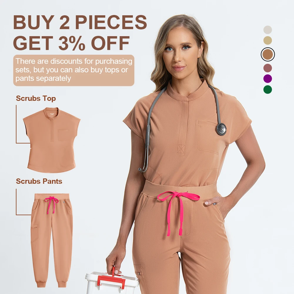 KUNG SCRUBS Women's Surgical Uniforms Slim Fit Scrubs Top Soft ...
