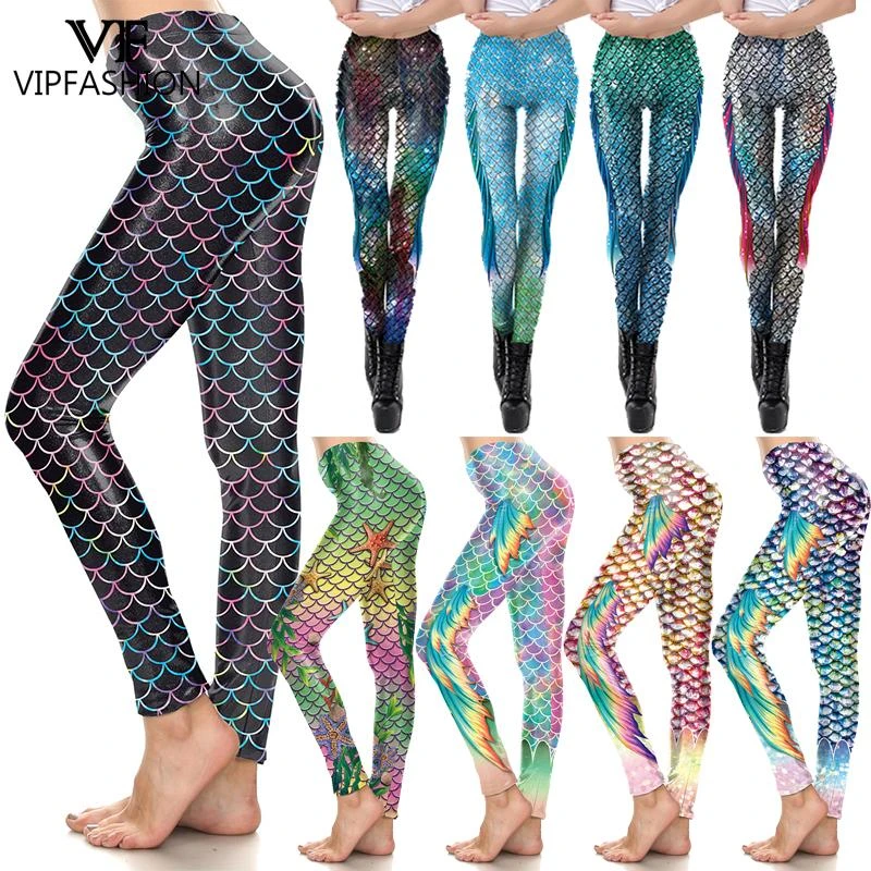 Spandex Running Pants Leggings | Fish Scale Mermaid Legging | Mermaid ...