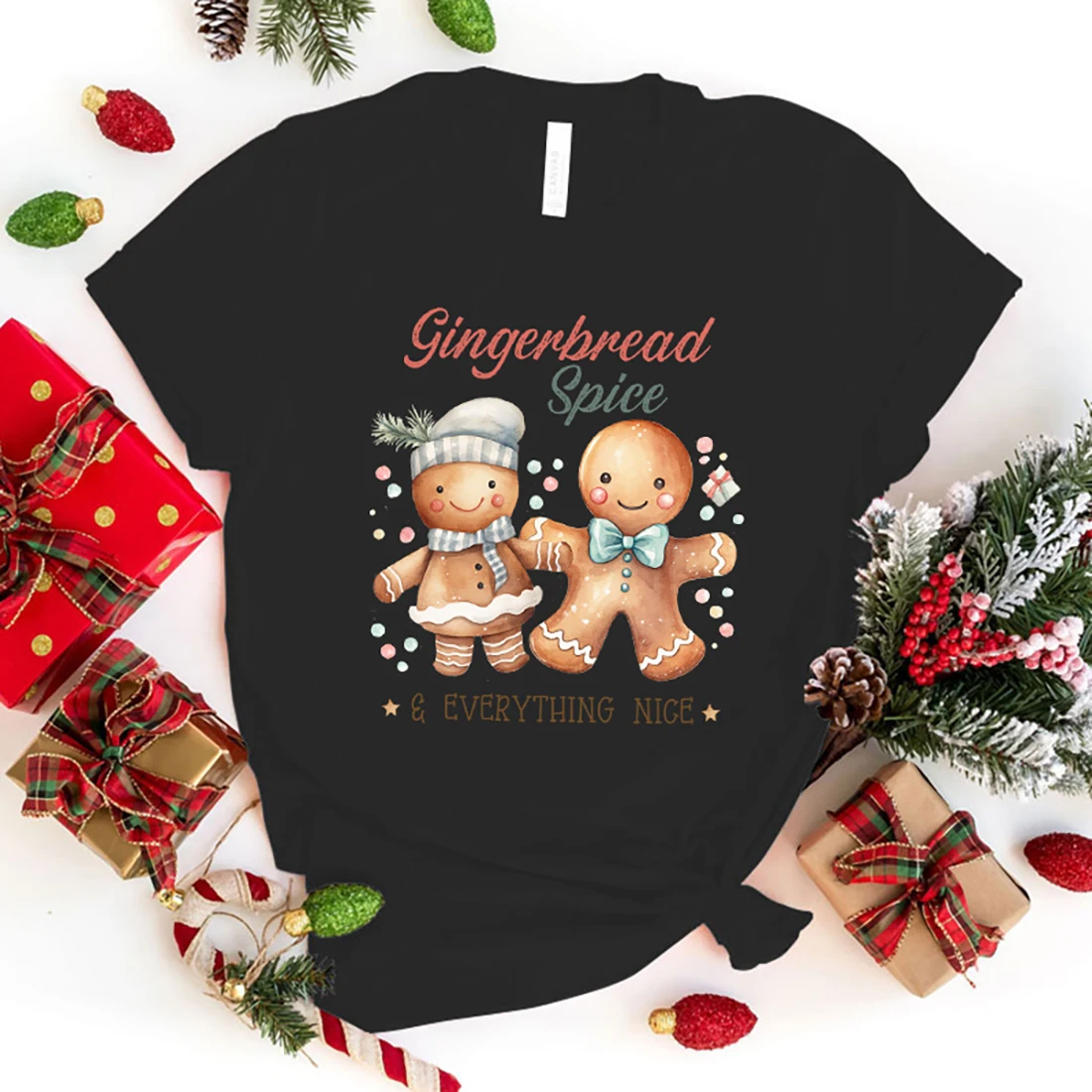 New-Christmas-Gingerbread-Spice-Everything-Nice-Print-Short-Sleeves ...