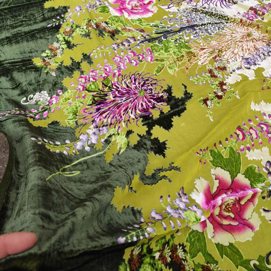 Soft Mulberry Silk Velvet Burn-out Fabric Flower Luxury Shirt Wedding ...