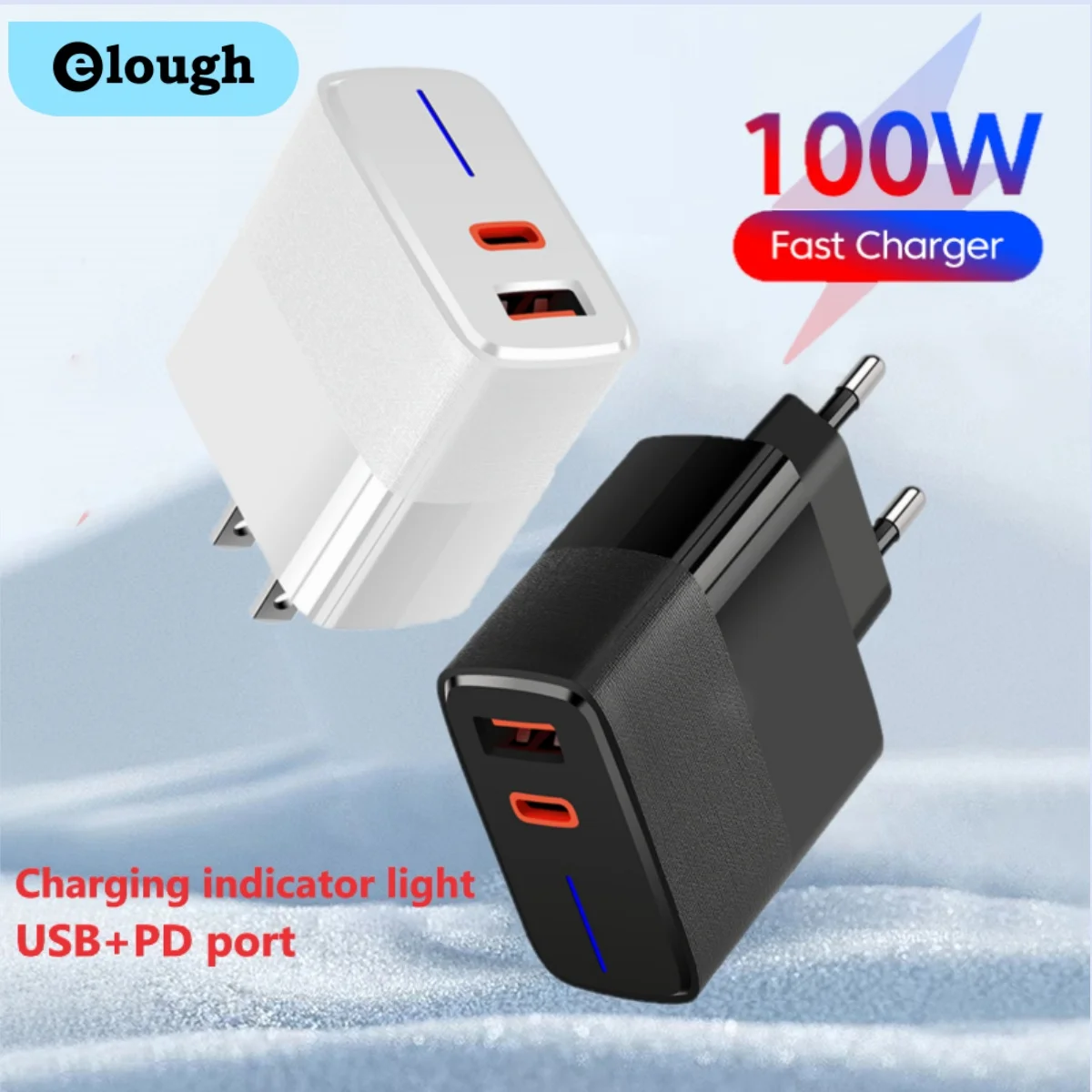 Elough-100W-Fast-Charging-USB-LED-Charger-PD-Quick-Charge-5-0-USB-Type ...