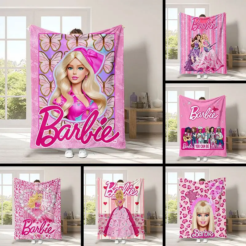 Cartoon-Barbie-Throw-Blanket-Quilt-Kawaii-Printed-Flannel-Blanket-Woman ...
