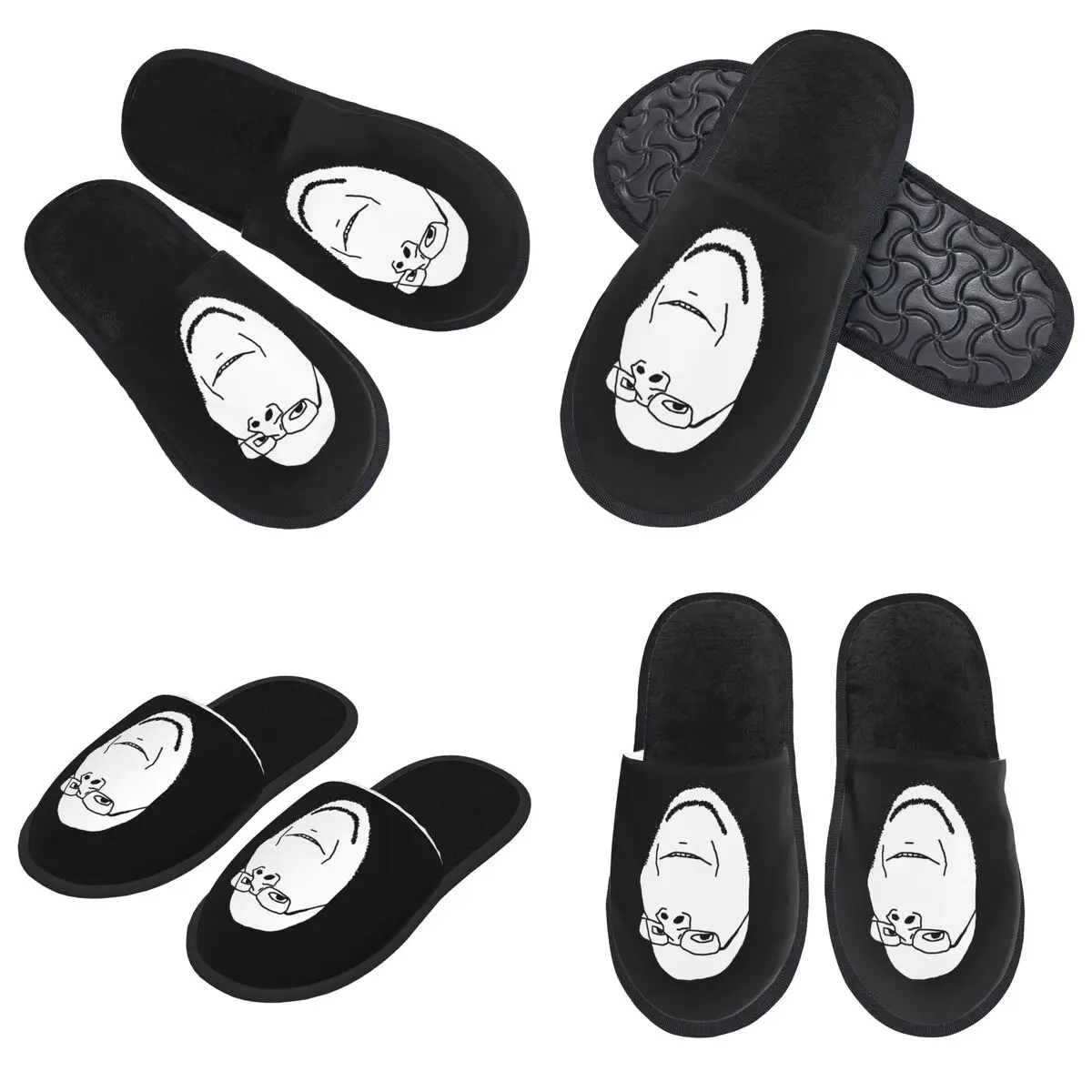 Custom Smiling Wholesome Wojak Soyjak Slippers Memory Foam Warm Soft ...