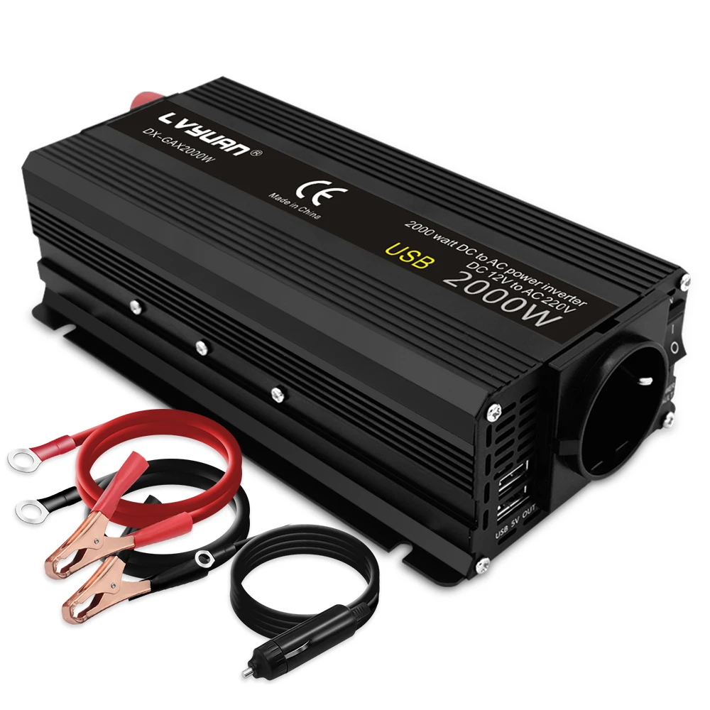 Car Inverter 12v 220v Power 500w/1500w/2000w Converter 2 Usb Eu Socket Webasto 12 Volts Auto ...