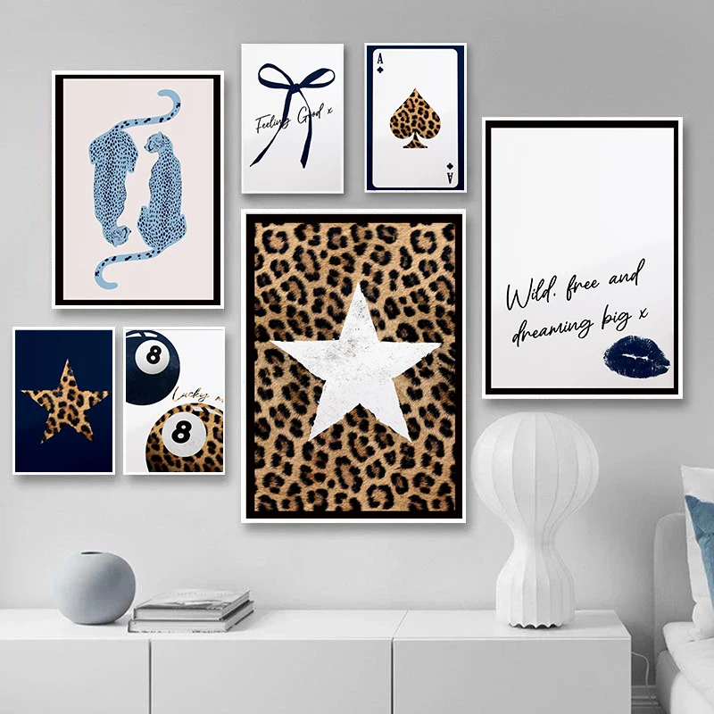 Modern And Fashionable Leopard Print Pattern And Billiards Art Poster ...
