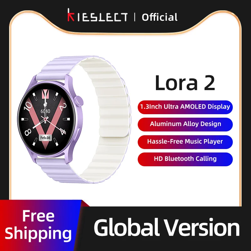 Kieslect Lora 2 Smartwatch 1.3'' AMOLED Screen HD Bluetooth Call Heart ...