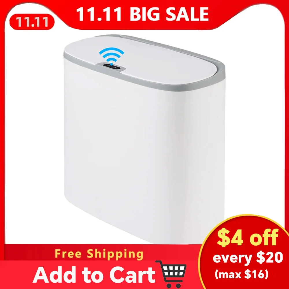 Automatic-Bathroom-Trash-Can-with-Lid-Touchless-Small-Trash-Can-Motion ...