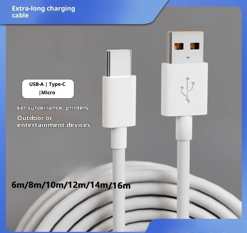1m-14m extra long USB Type C charging cable Android camera extension ...