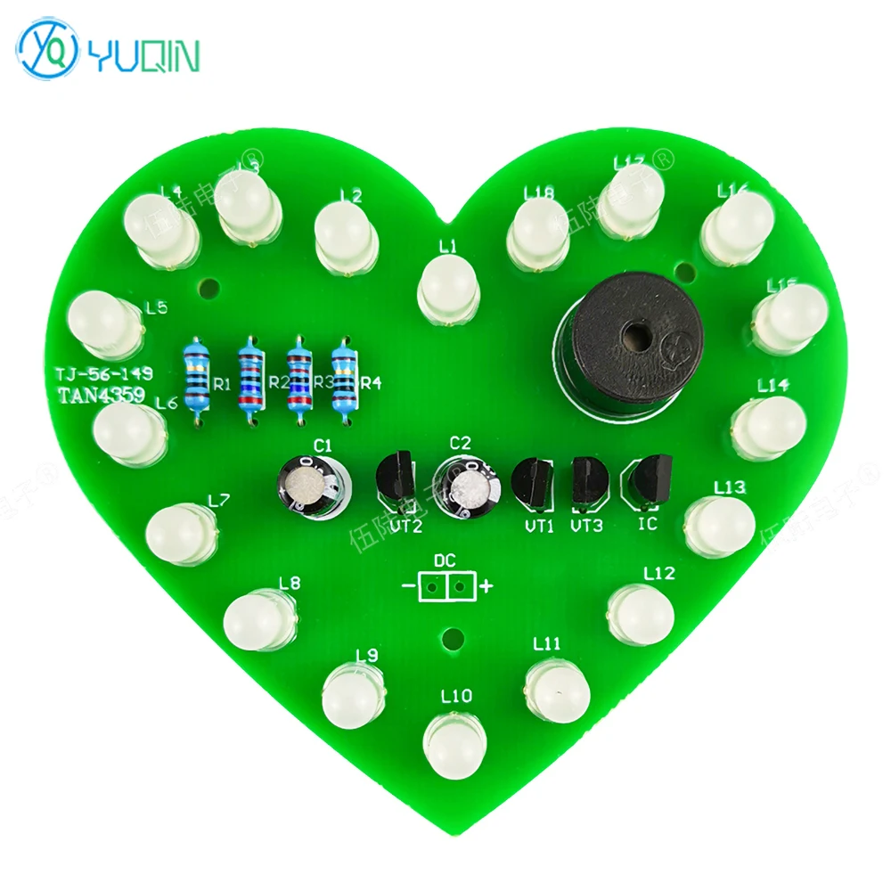 Red and Blue Dual Colors Heart-shaped Music Flashing Light DIY ...