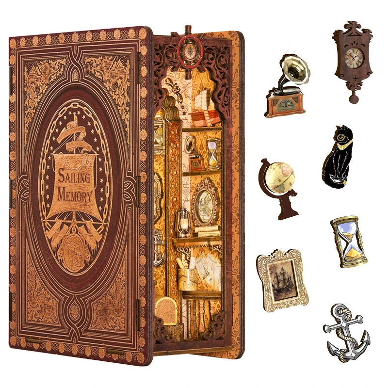 Fsolis Diy Book Nook Kit Miniature House with Furniture and Light ...