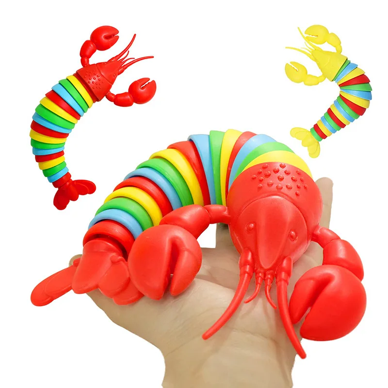 19CM 14CM Colorful Fidget Toy Slug Articulated Flexible 3D Slug Lobster ...