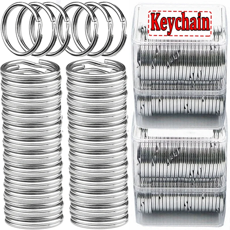 20-100Pcs-Polished-Silver-Keyring-Stainless-Steel-Hole-Flat-Key-Ring ...