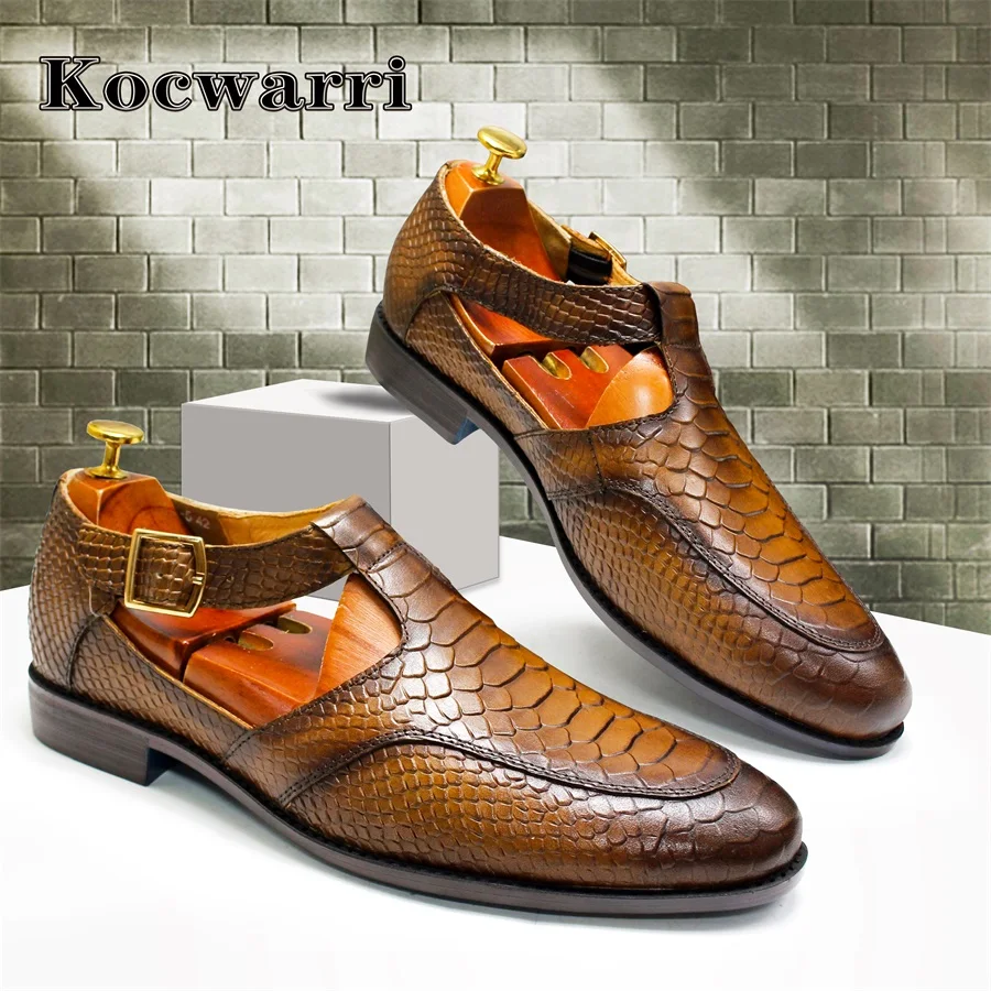 Leather-Men-s-Sandals-Snake-Pattern-Hollow-Dress-Shoes-Casual-Style ...