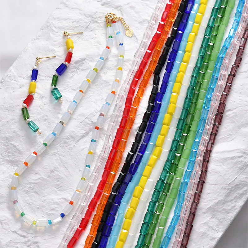 136PCS-lots-4x8mm-Crystal-Glass-Beads-Straight-Hole-Loose-Beads ...