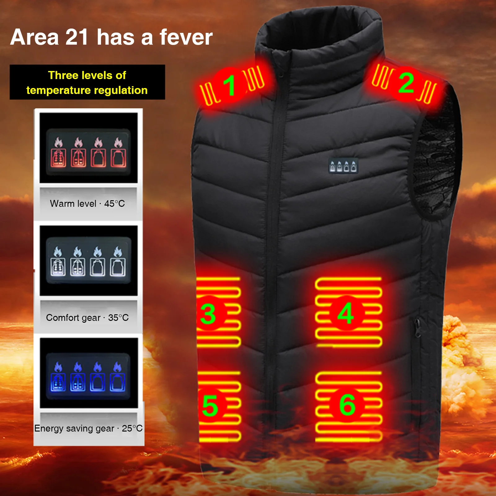 USB Infrared 21 Heating Areas Vest Jacket Waterproof Winter Electric ...