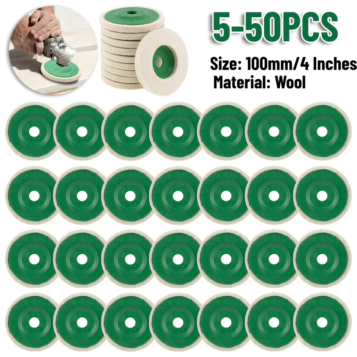5-50pcs-100mm-Wool-Polishing-Wheel-Wool-Buffing-Disc-Pads-4-inches ...