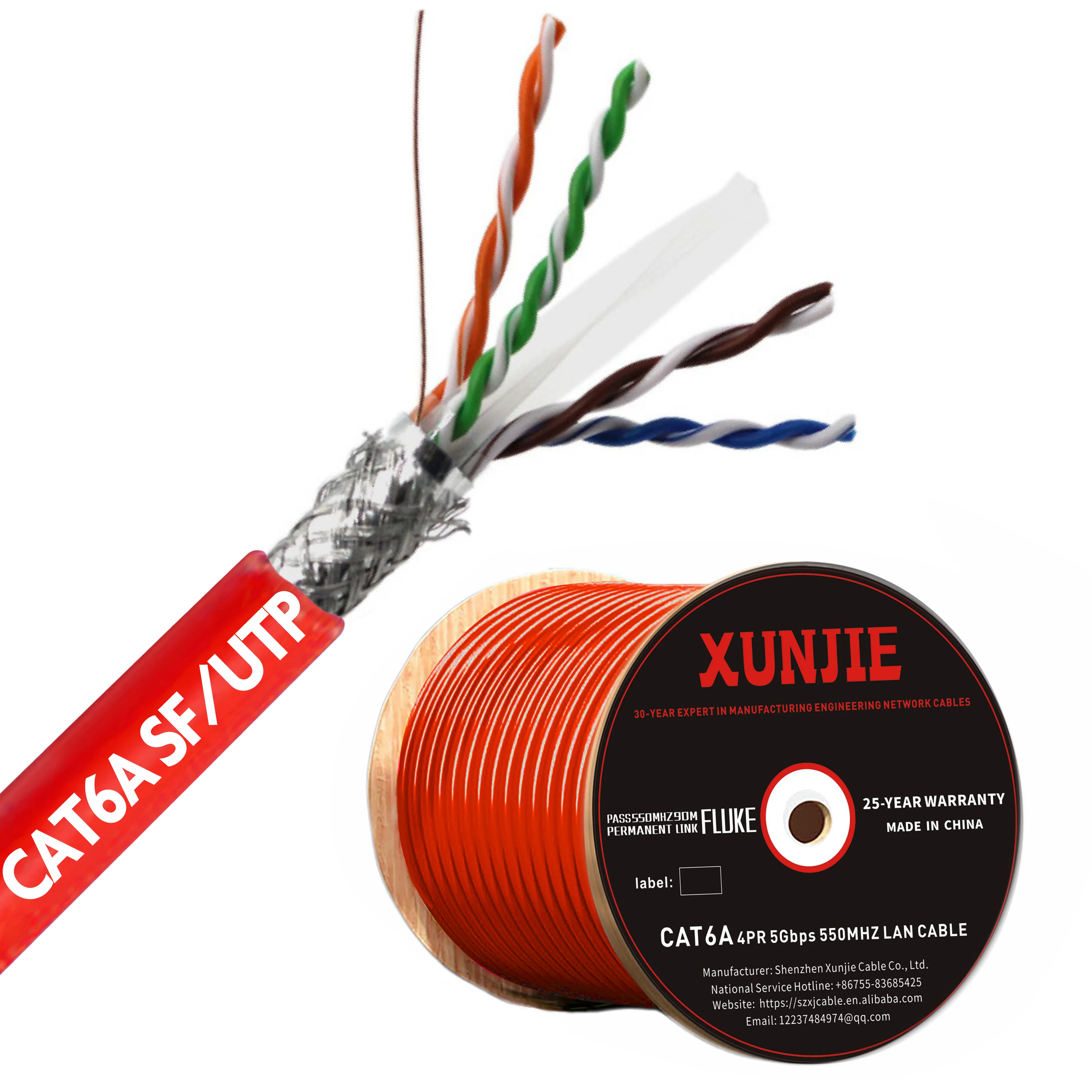 Double Shielded CAT6A SF/UTP Cable 1000ft/305m PVC Jacket Ethernet ...