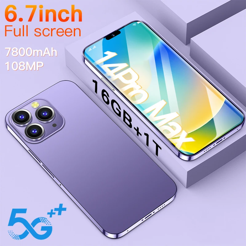 2023 14 Pro Max Smartphone 5g 7800mAh 16 + 1TB 6.7 polegadas tela hd ...