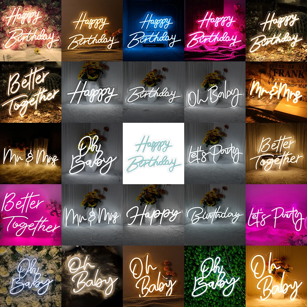 Happy Birthday Neon Led Sign Oh Baby Led Light Party Flex Transparent ...