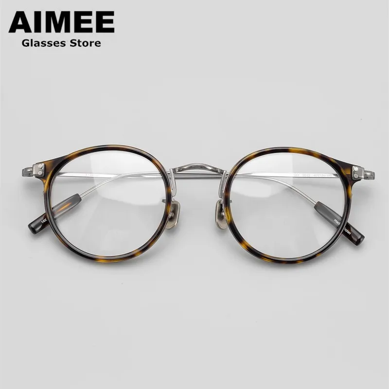 Japanese-Handmade-Retro-Round-Titanium-Glasses-Frame-Brand-Design-Men ...