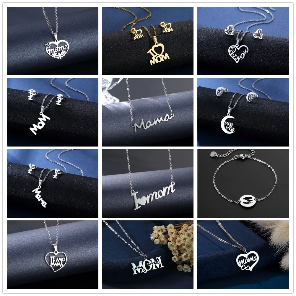 Mama Letter Pendant Necklace For Women Mom Mother's Day Clavicle Chain ...