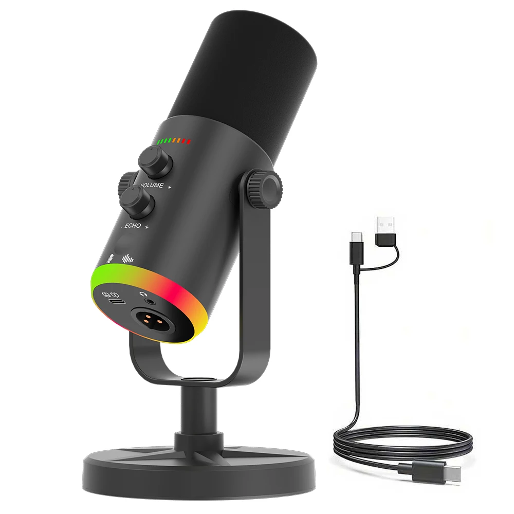 USB/XLR Dynamic Microphone for Gaming Streaming, Computer PC Microphone ...