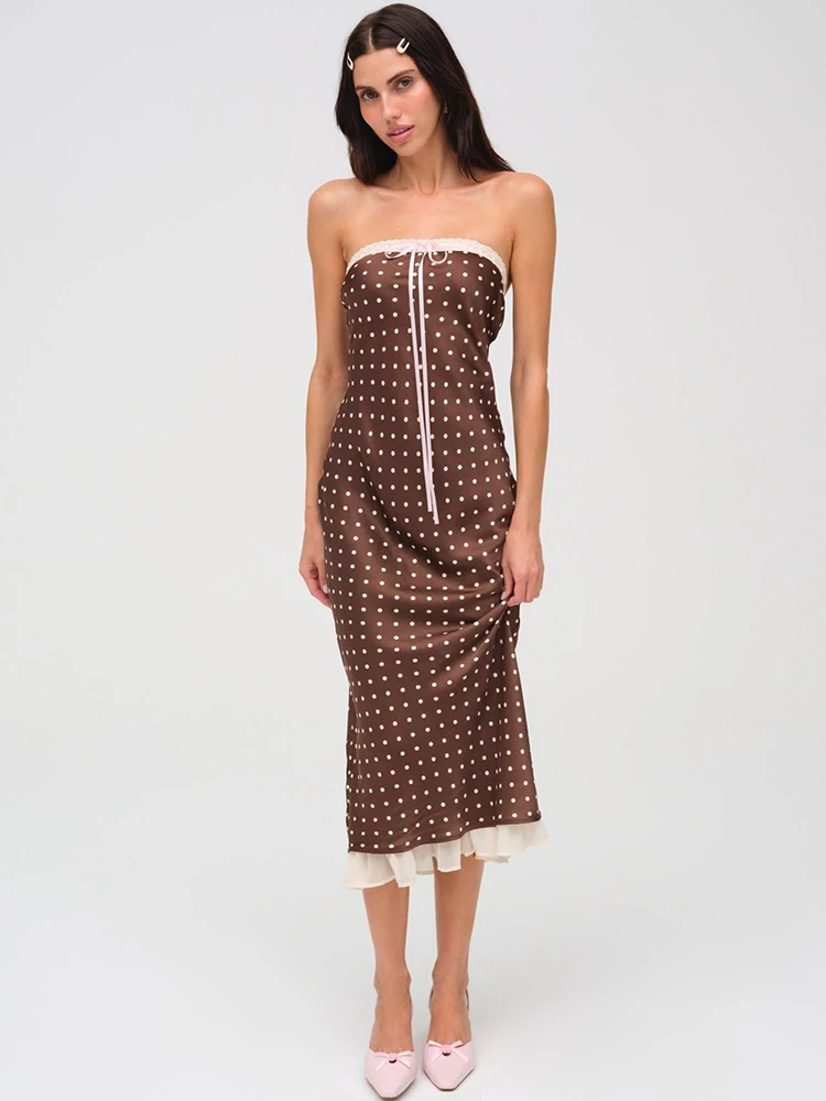Mozision Lace Strapless Backless Sexy Midi Dress For Women Fashion Off ...