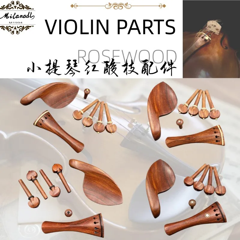 1-set-Violin-Fitting-Rosewood-Parts-With-hardware-Pegs-Chinrest ...