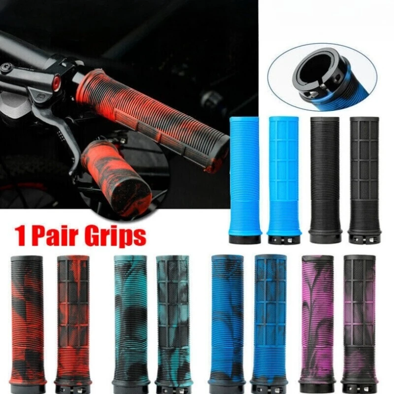 1Pair TPR Bicycle Handlebar Grips Anti-skid Bar End Comfy Hand Feel MTB ...