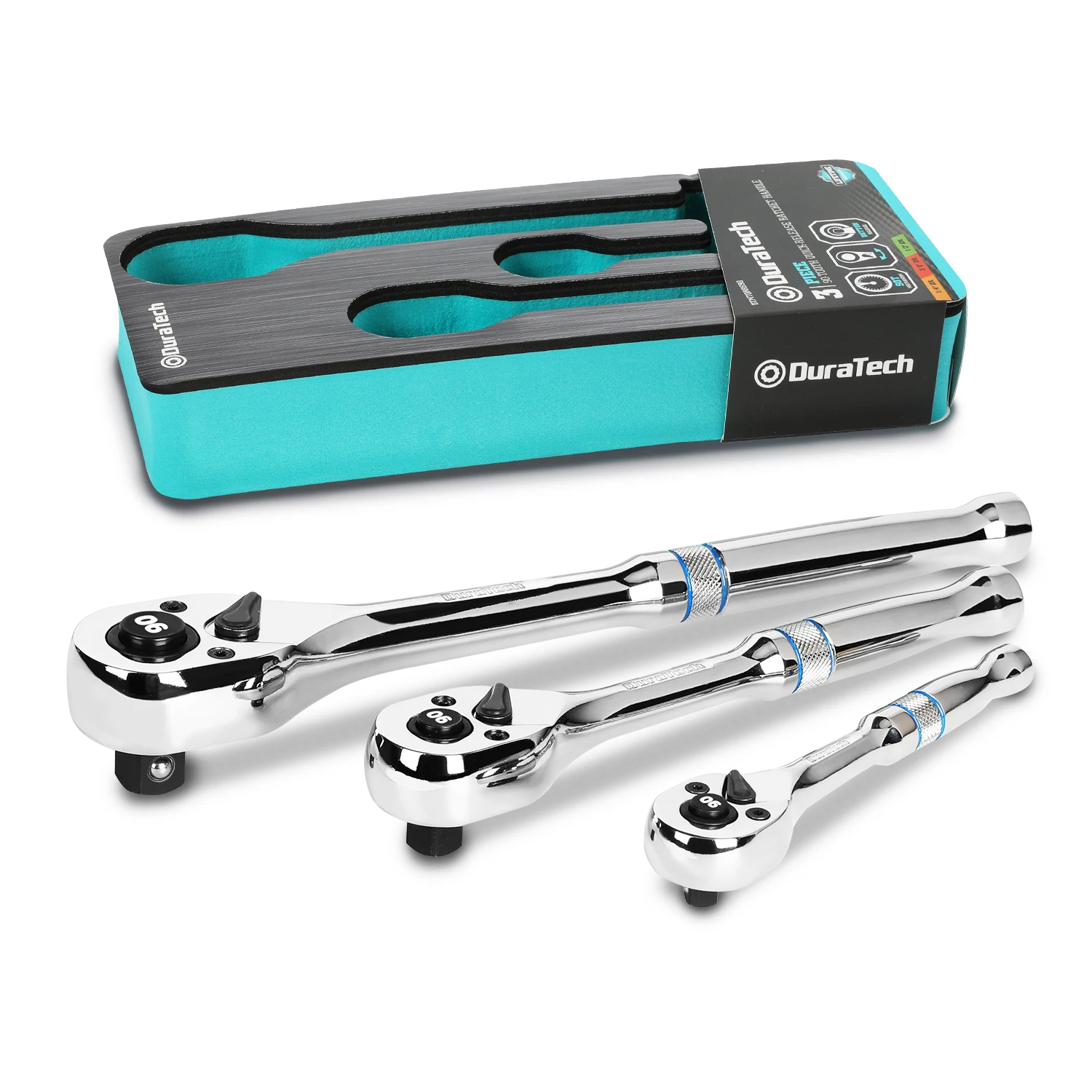 DuraTech-3PCS-Quick-release-Ratchet-Wrench-1-4-3-8-1-2-90-Tooth-Drive ...