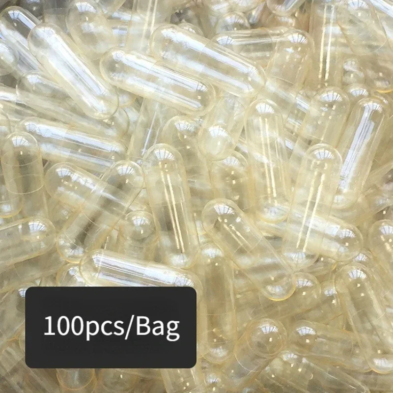 100PCS-Bag-Hard-Gelatin-Empty-Capsules-Transparent-Hollow-Seperated ...