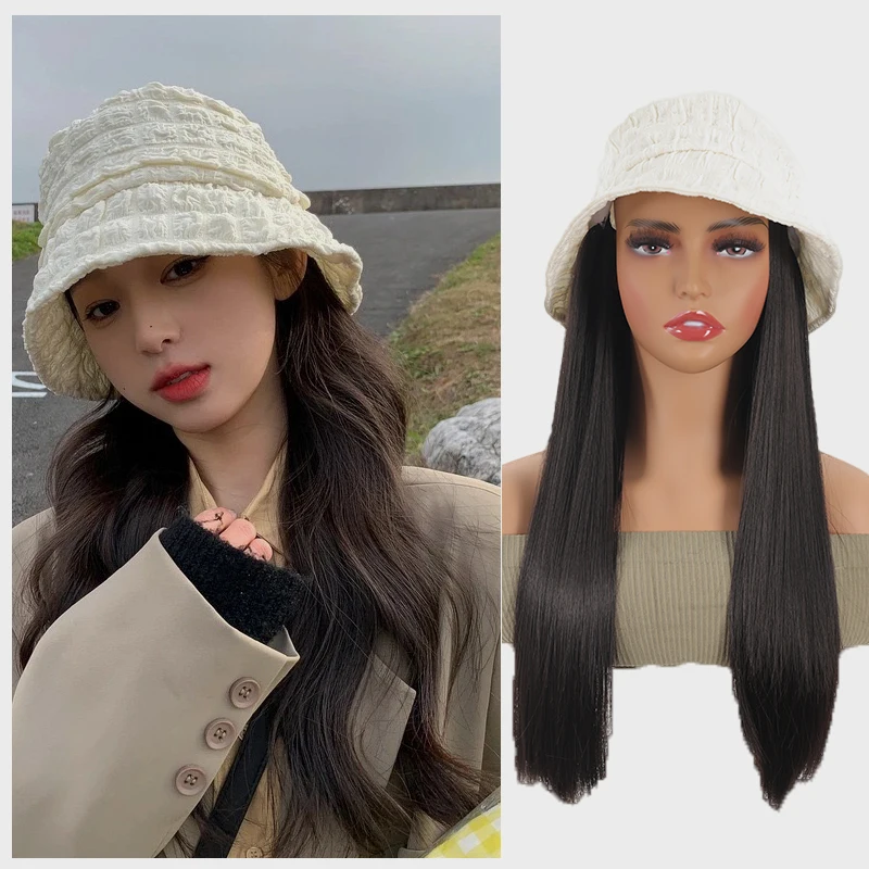 Cap-Wig-Synthetic-Hair-Summer-Fisherman-s-Wig-Hat-Women-Beach-Sun-Hats ...