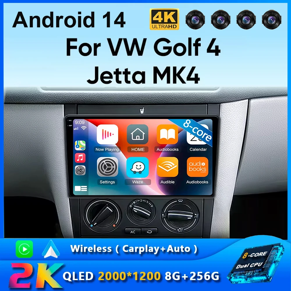 Car Radio Android 14 For Volkswagen VW Golf 4 IV Jetta MK4 Classics ...