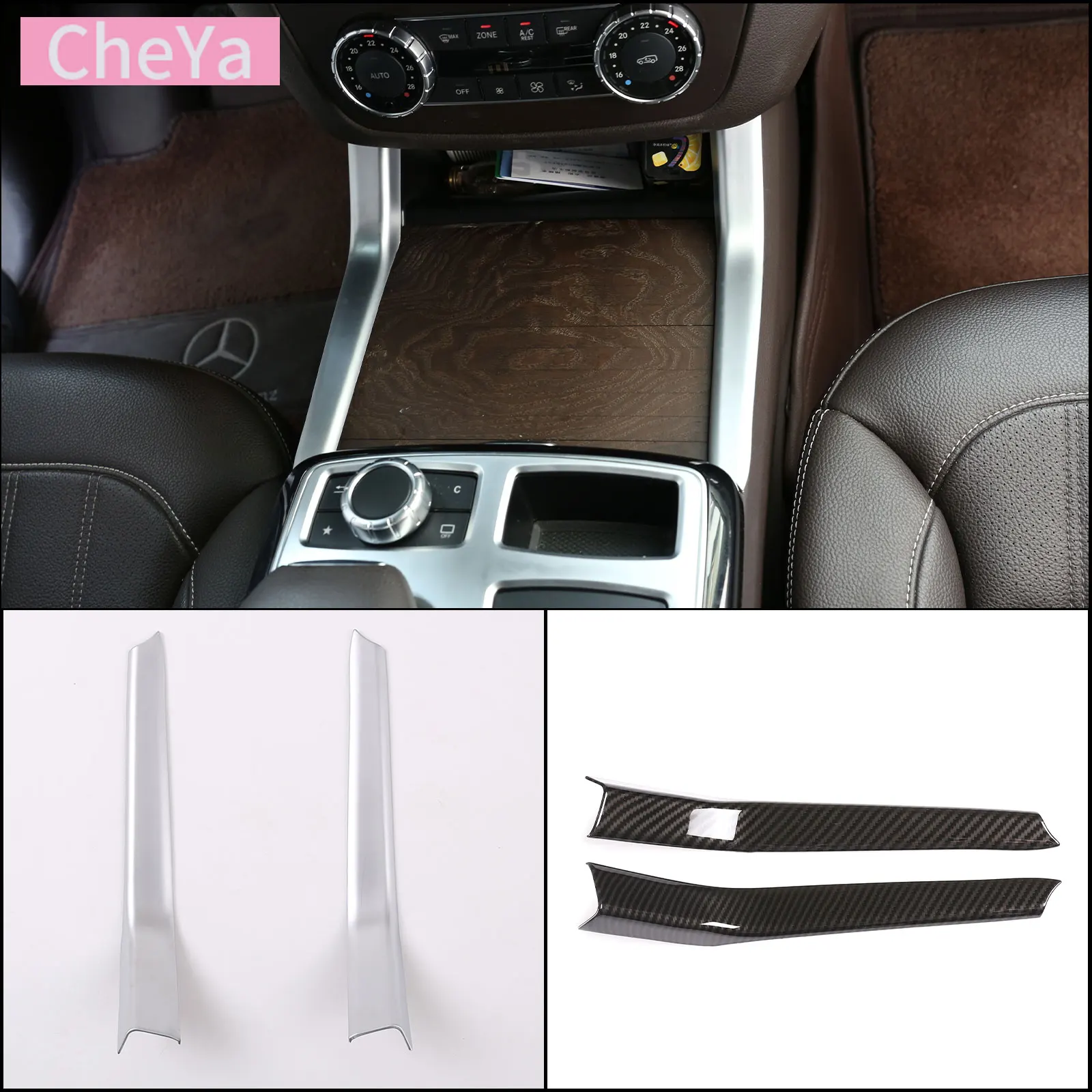 ABS-Chrome-Car-Center-Console-Water-Cup-Holder-Cover-Trim-for-Mercedes ...
