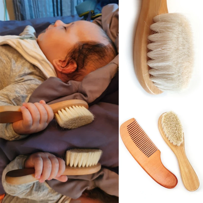 New-Baby-Care-Pure-Natural-Wool-Baby-Wooden-Brush-Comb-Brush-Baby ...
