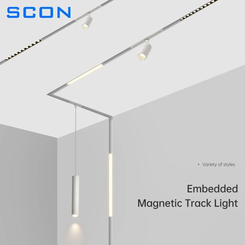 SCON-Modern-Magnetic-Track-Light-White-Rail-Ceiling-System-Indoor-Track ...