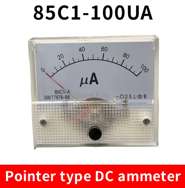 85C1 DC Ammeter 0-100MA 85C1 DC Analog Panel Ammeter – 0-100 MA, ABS ...