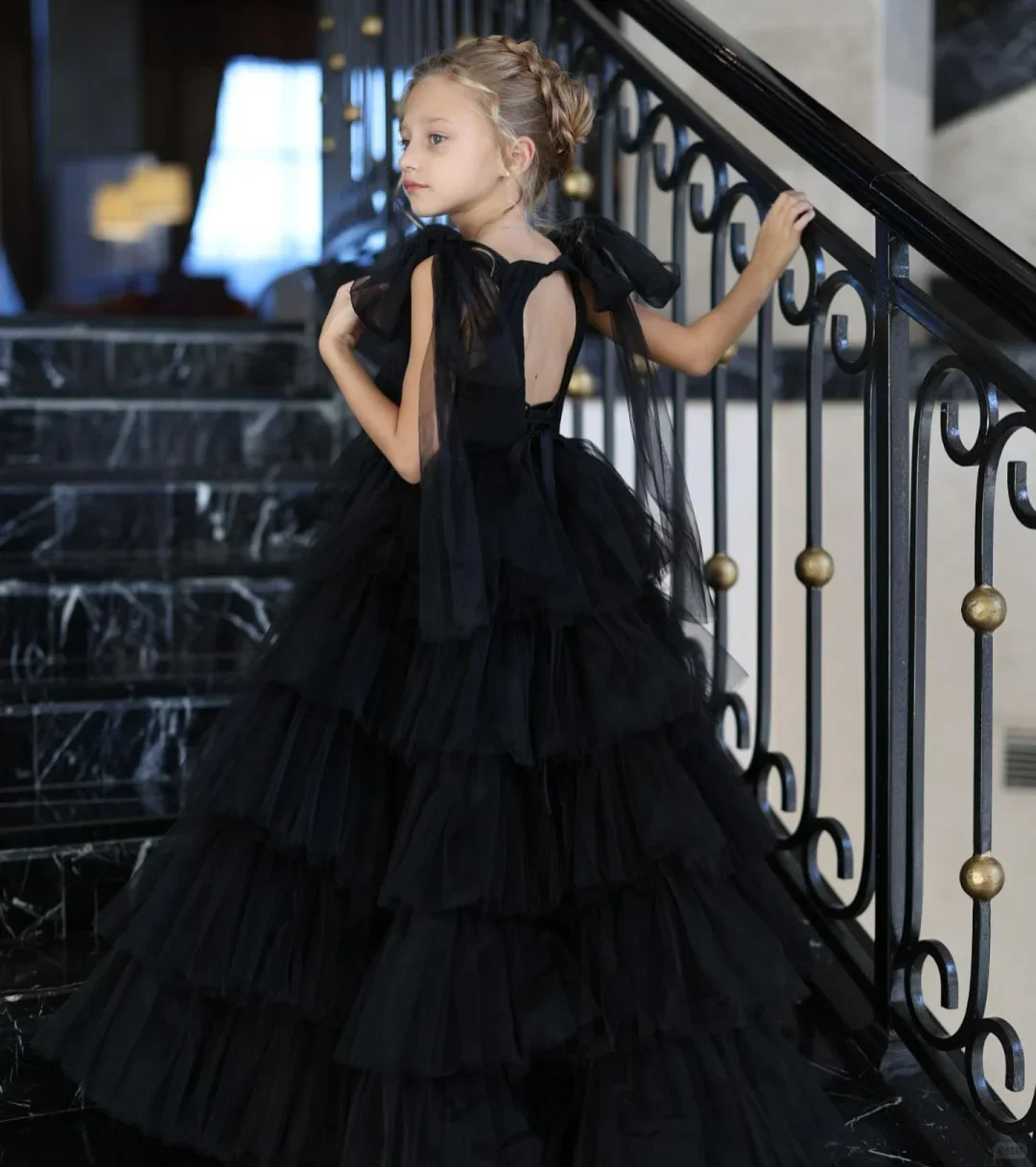 Black-Swan-Ballet-Girl-Layered-Tulle-Fluffy-Sleeveless-Flower-Girl ...