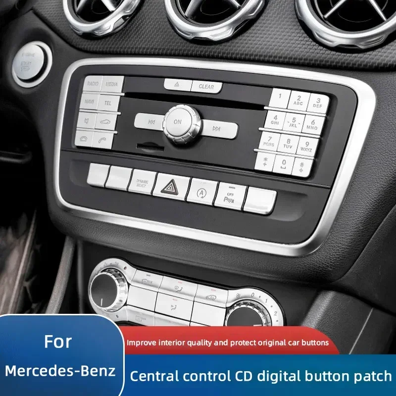 Car Center Console CD Multimedia Buttons Decals Trim For Mercedes Benz ...