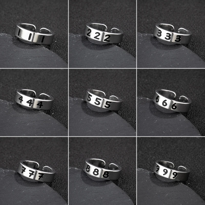 Shuangshuo-Retro-Stainless-Steel-Ring-Lucky-Number-111-333-666-999 ...
