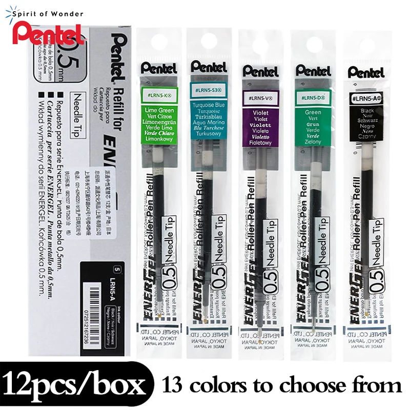 12-Pcs-Box-Pentel-Refills-LRN5-Color-Quick-drying-Large-Capacity-0-5mm ...