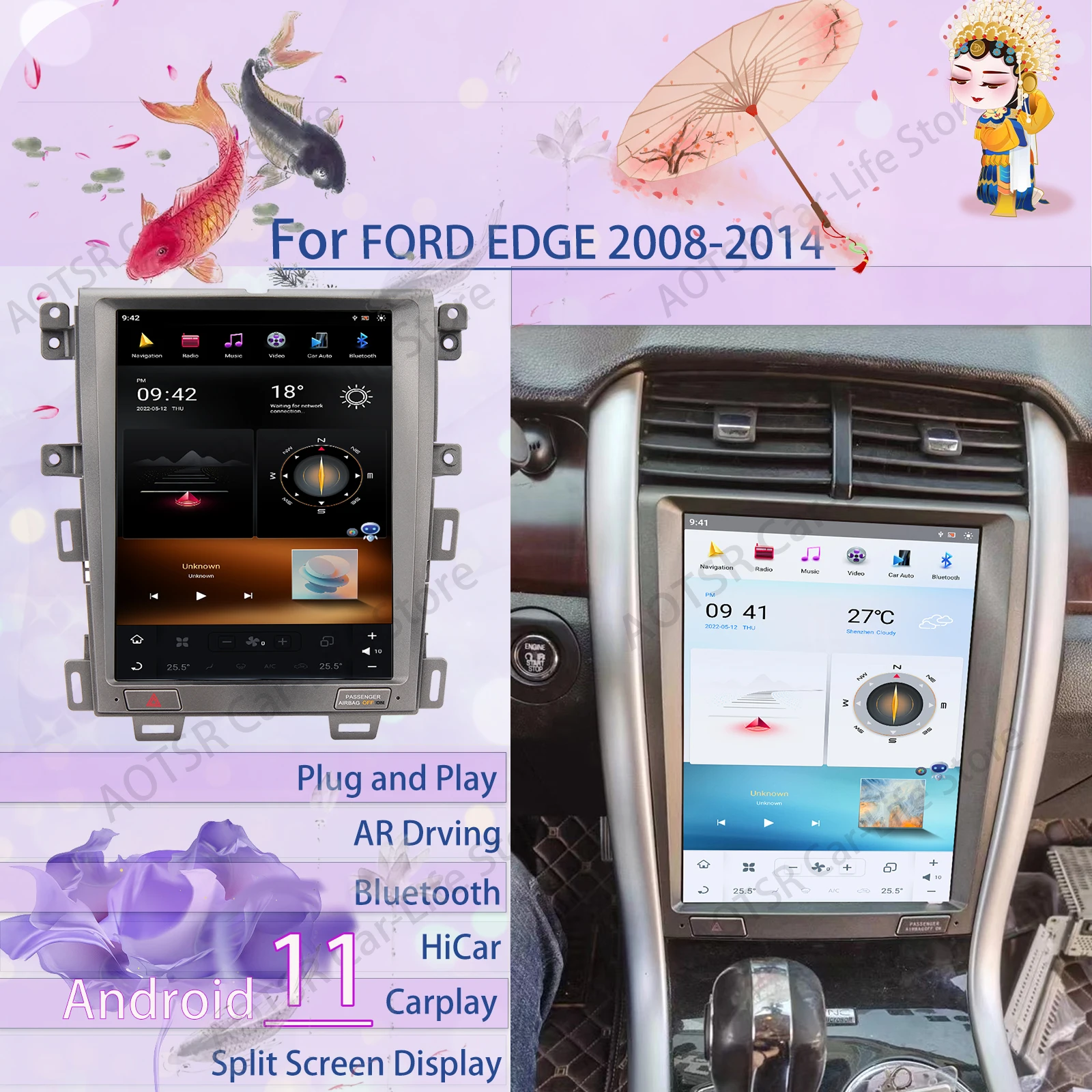 Tesa-Screen-Android-11-Car-Radio-Receiver-For-FORD-EDGE-2008-2009-2010 ...