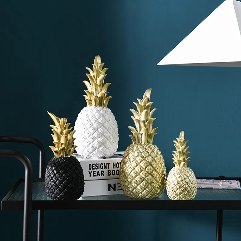 Nordic Style Resin Gold Pineapple Home Decor Living Room Wine Cabinet Window Display Craft ...