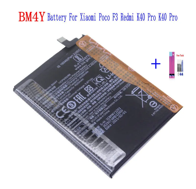1x-4520mAh-17-4Wh-BM4Y-Replacement-Battery-For-Xiaomi-Poco-F3-Redmi-K40 ...